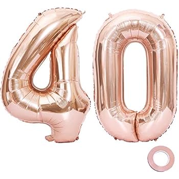 Amazon.com: Juland Rose Gold Number 40 Balloons Large Foil Mylar Balloons 40 Inch Giant Jumbo ...