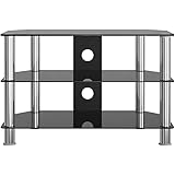 Centurion GT7 Meuble TV d'angle contemporain en verre noir pour écrans plats LCD/plasma/LED 26 ...