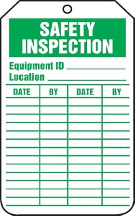 Accuform Signs TRS315CTP Inspection Record Tag, Legend "SAFETY ...