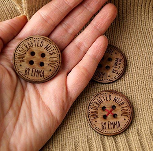 Clothing labels, personalized wooden buttons, custom made buttons ...