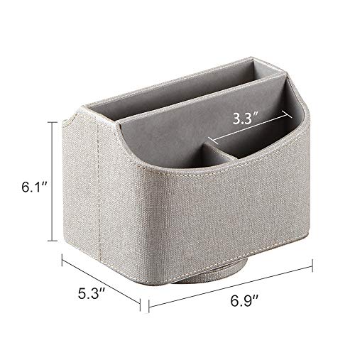 Leather Remote Control Holder, 360 Degree Spinning Desk TV Remote Caddy ...