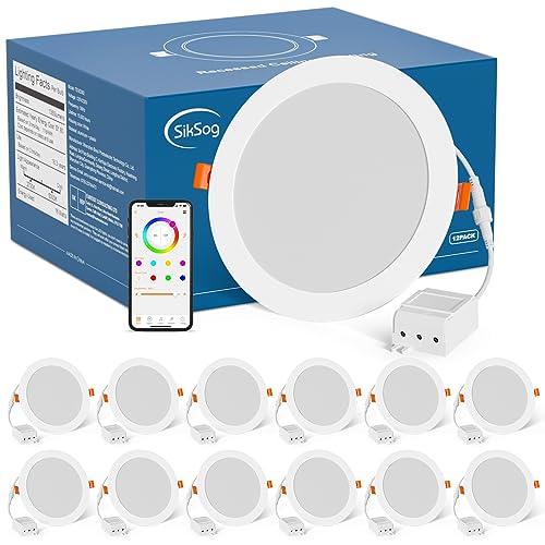 SikSog Smart Recessed Lighting 6 Inch Color Changing 16W LED Downlight ...