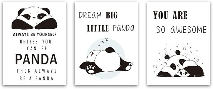 Amazon.com: CHDITB Funny Panda Art Print&Motivational Words Wall Art ...