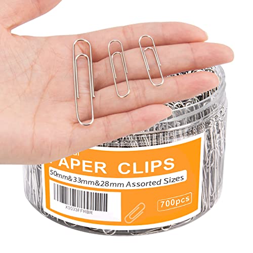 700 Paper Clips Assorted Sizes Medium and Jumbo Size Office Large ...