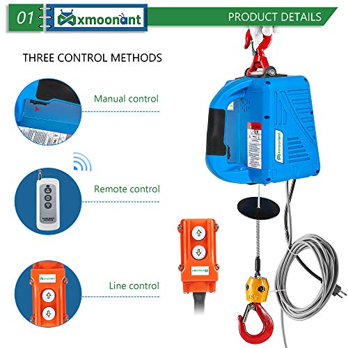 Mxmoonant 1100lb Power Electric Hoist with Wireless Remote Control ...