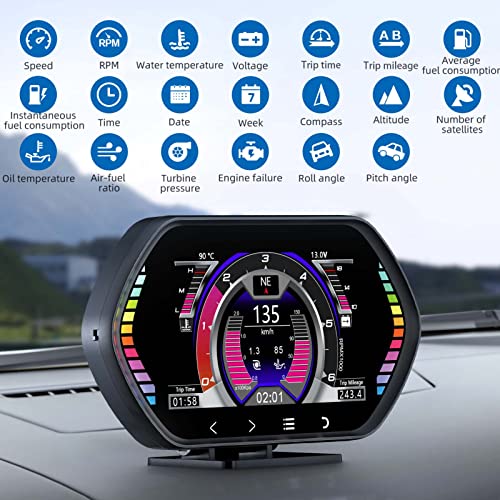 ACECAR OBD2 Gauge Display, Multi-Data Monitor, Head Up Display, Plug ...