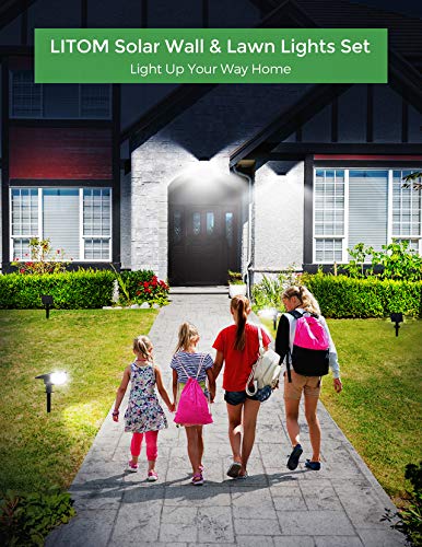 LITOM 12 LEDs Solar landscape Lights Outdoor Cold White + 60 LEDs Solar ...