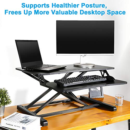 Standing Desk with Height Adjustable, 32 Inch Stand Up Desk Converter ...