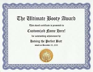 Amazon.com : The Ultimate Booty Award: Personalized Custom Best Butt ...
