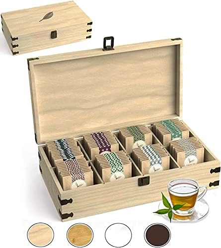 Unfinished Pine Wood Tea Storage Box, Rustic Tea Box | Large Pine Wood ...