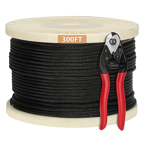 300FT 1/8 Inch T316 Black Wire Rope, Stainless Steel Cable for Black ...