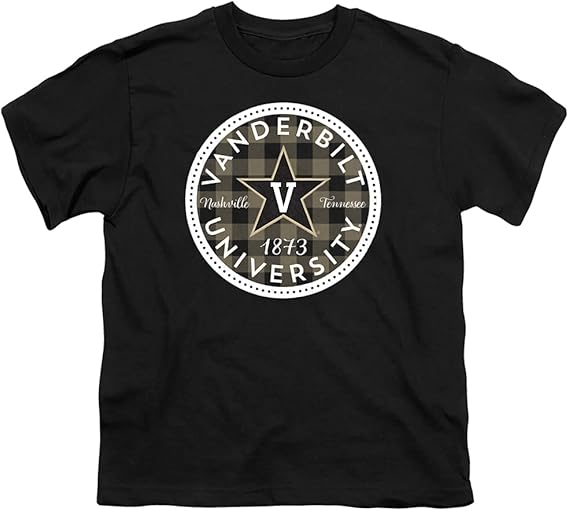 Amazon.com: Vanderbilt University Official Plaid Badge Unisex Youth T ...