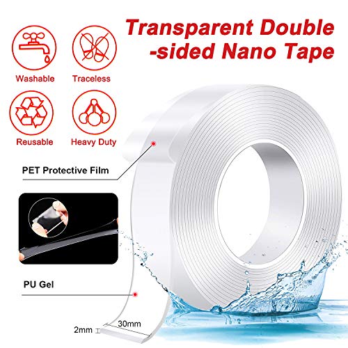 Nano Double Sided Tape Heavy Duty Traceless Washable Adhesive Tape, Removable Multipurpose ...
