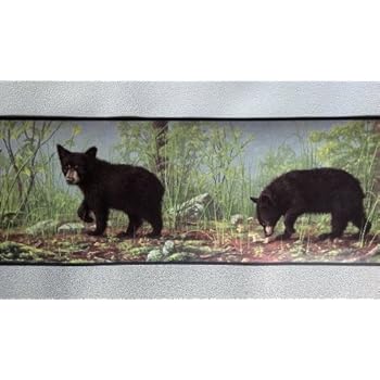 York Wallcoverings Lake Forest Lodge WL5627B Black Bear Border, Multi ...
