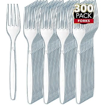 Amazon.com: [200 Count] Settings Plastic Clear Forks, Heavyweight ...