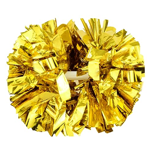 Hooshing 2 Pack Pom Poms Cheerleading Gold with Baton Handle Cheering ...