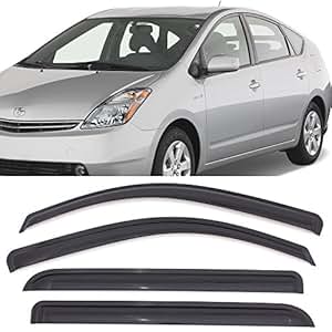 Amazon.com: Window Visors Fits 2004-2009 Toyota Prius | Dark Smoke Car ...