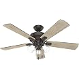 Hunter Crestfield Indoor Low Profile Ceiling Fan with LED Light and ...