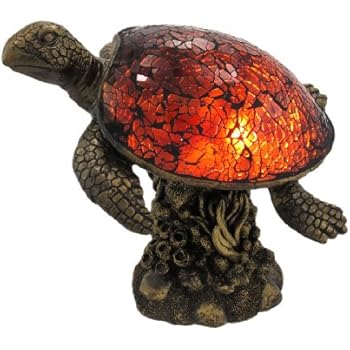 Cute Mosaic Amber Glass Sea Turtle Accent Lamp - Table Lamps - Amazon.com