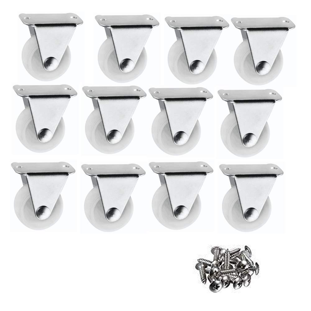 Katahomie Fixed Caster Wheels 1 inch, Non-Swivel Plate Casters Pack of ...