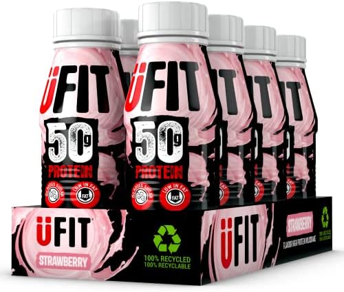 UFIT High 50g Protein Shake, No Added Sugar, Low in Fat, Strawberry ...