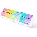 Amazon.com: BUG HULL Pill Organizer Arthritis Friendly, Weekly Pill Box with Push Open Button, 7 ...