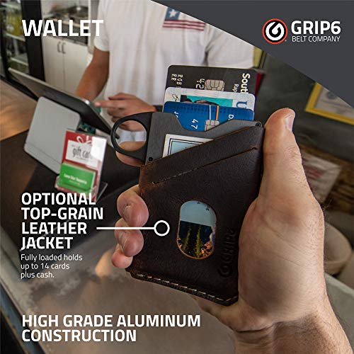 GRIP6 Loop Slim Minimalist Wallets For Men-Blue Steel w/Brown Leather ...