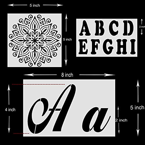 Large Letter Stencils 45 Reusable Cursive Art Kit for Calligraphy ...
