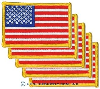 Amazon.com: American Flag Patch (Bright Gold Border) 5 PACK