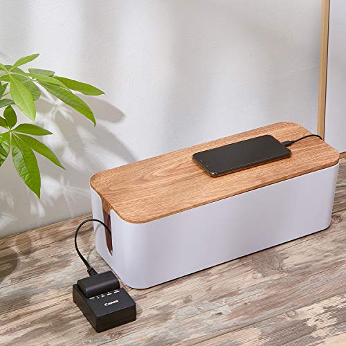 Set of 2 Cable Management Box Hide Wires and Surge Protector, Wooden ...