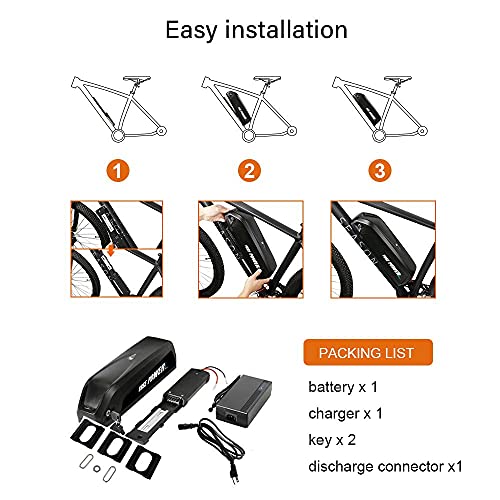 Yose Power Ebike Battery 48V 13Ah Down Tube Battery for 200W-1000W ...