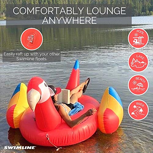 SWIMLINE ORIGINAL 90629 Giant Inflatable Parrot Pool Float Floatie Ride ...