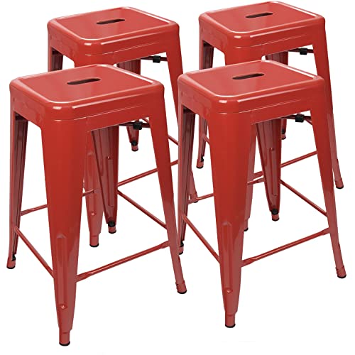 UrbanMod 24 Inches Metal Barstool Set of 4 – Counter Height Backless ...