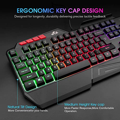 Rii RGB LED Wired Gaming Keyboard,Standard Keyboard for PC,Laptop ...
