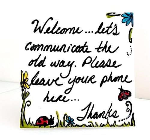 Amazon.com: "Welcome...Please Leave Your Cell Phone Here" Ceramic Sign ...