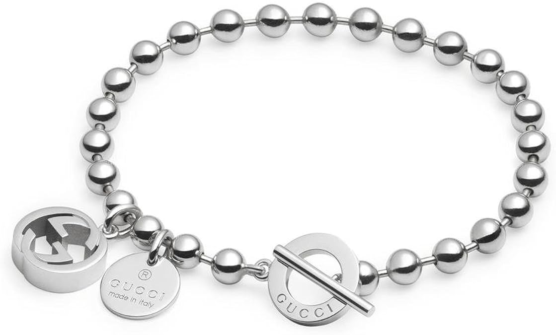 Amazon.com: Gucci Boule Chain and Charms Sterling Silver Bracelet 6, 69 Inch Yba390954001017 ...