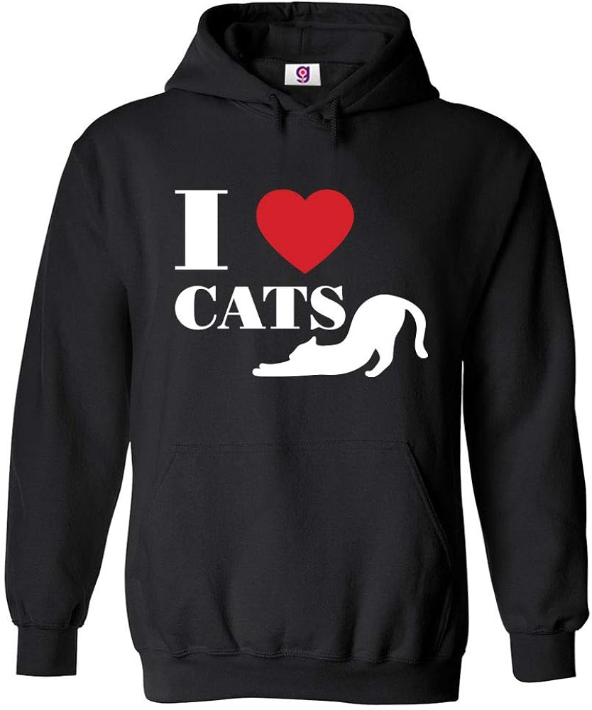 Funny I Love Cats Heart Design Cat Lover Kitty Novelty Tumblr Hoodie ...