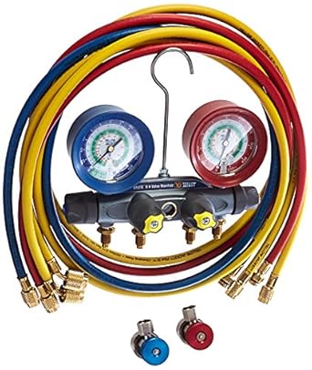 Yellow Jacket 46101 Brute 4 Valve Manifold Set, 72" Hoses: Room Air ...