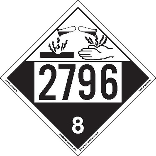 Labelmaster ZEZ42796 UN 2796 Corrosive Hazmat Placard, E-Z Removable ...