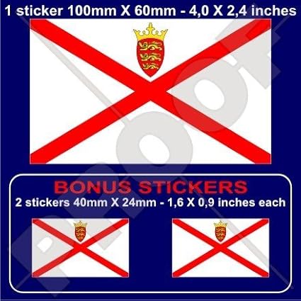 JERSEY Flag Channel Islands UK 4" (100mm) Vinyl Bumper Sticker, Decal ...