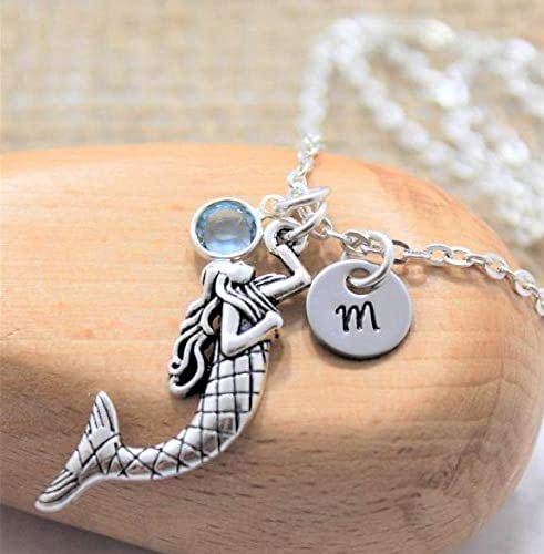Amazon.com: Mermaid Necklace for Little Girls with Personalized ...