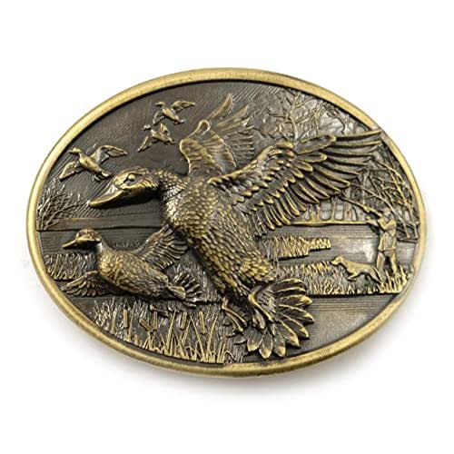 Amazon.com: Brass buckle Mallard, Handmade duck hunting belt buckle ...