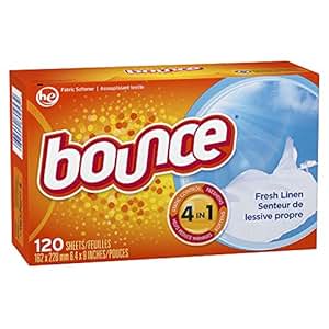 Amazon.com: Bounce Fresh Linen Fabric Softener Sheets, 120 Count ...