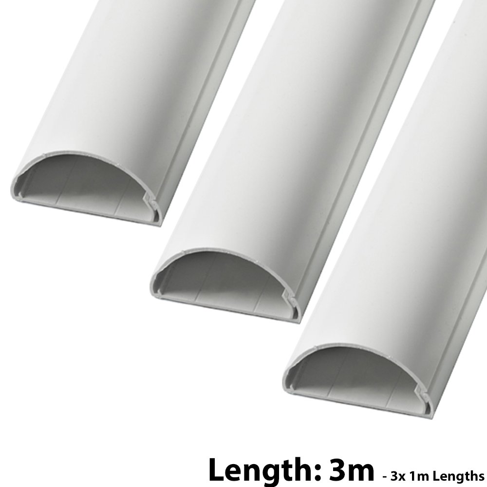3m - 30mm x 15mm White Trunking | Half Round Cable: Amazon.co.uk ...