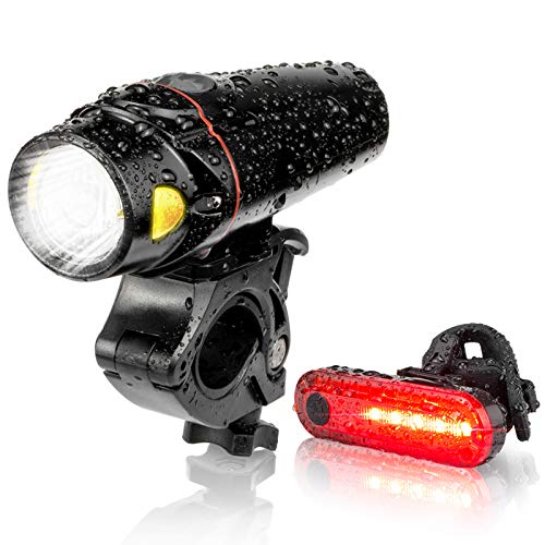 Bike Lights Set, Bicycle Lights USB Rechargeable 4 Light Mode Cycle ...