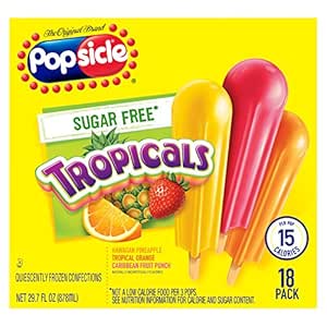 Popsicle Ice Pops, Sugar Free Tropicals 18 Count (Frozen): Amazon.com ...