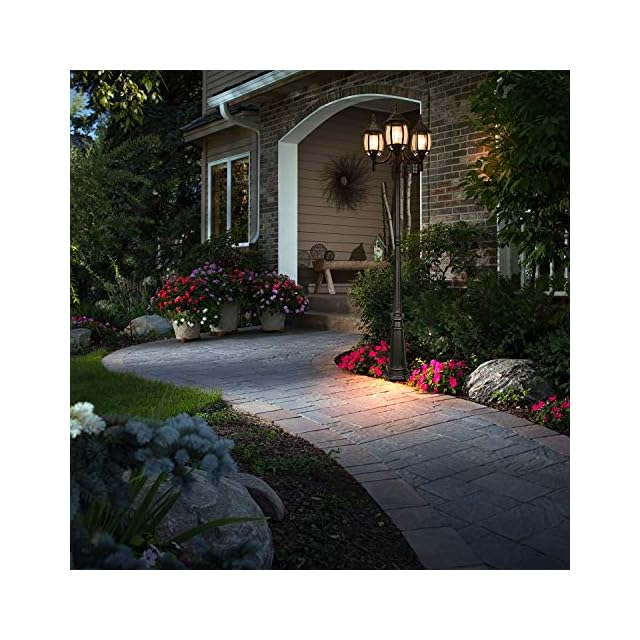 89" Outdoor Post Light, 3-Head Surface-Mount Post Combination, Wet ...