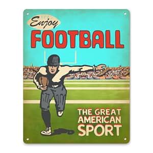 Amazon.com: Retro Enjoy Football Sports Metal Sign Wall Plaque Boys ...