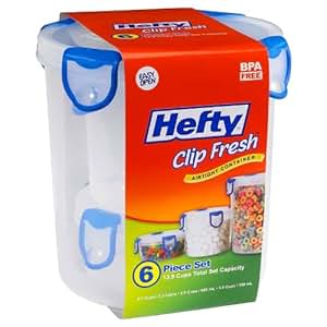 Hefty Clip Fresh Food Storage Container 6 pc Round Set 13.9 Cups ...