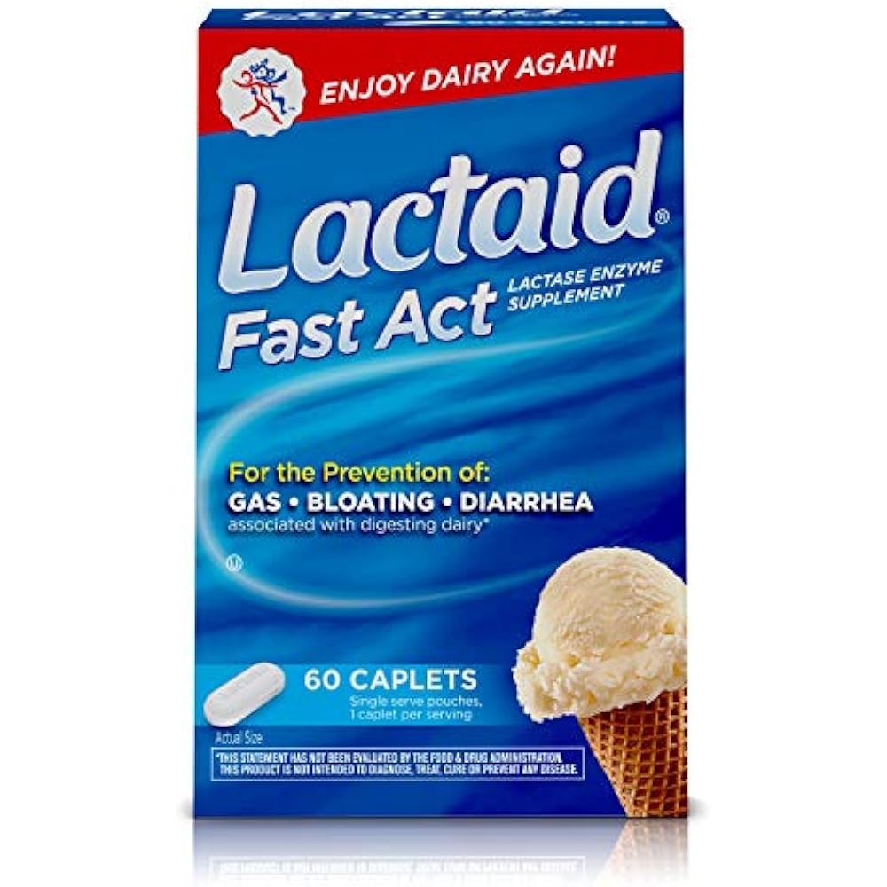 Lactaid Fast Act Lactose Intolerance Pills Relief with Lactase Enzyme ...